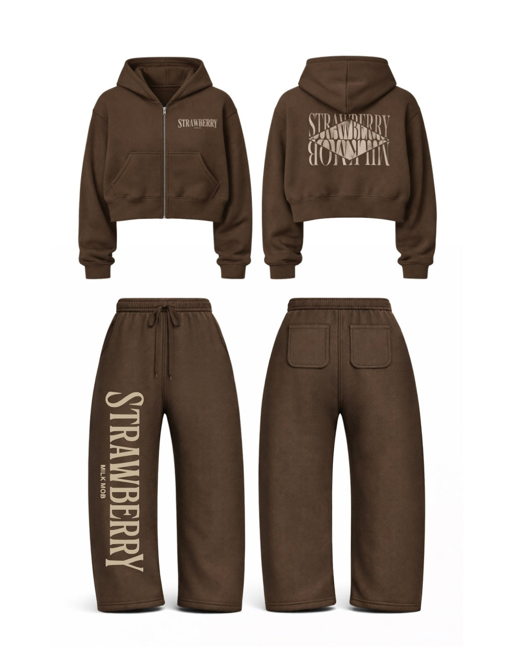 Pre-Sale Brown Zip Up – Strawberry Milk Mob